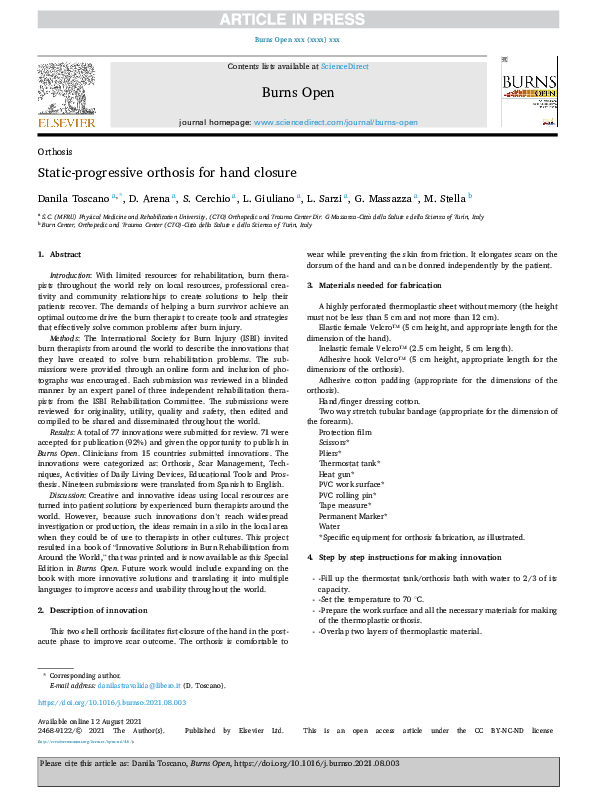 (PDF) Static-progressive orthosis for hand closure