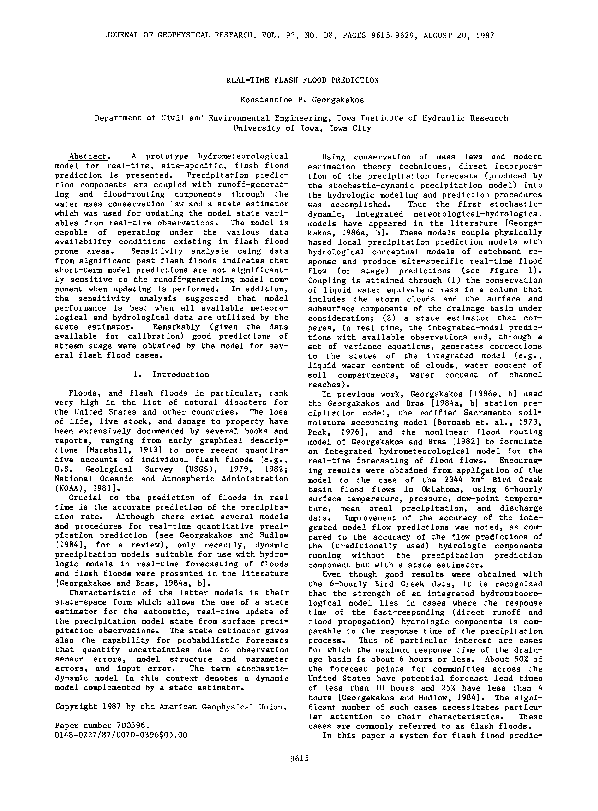 (PDF) Real‐time flash flood prediction