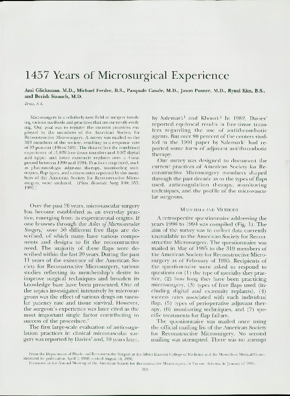 (PDF) 1457 Years of Microsurgical Experience