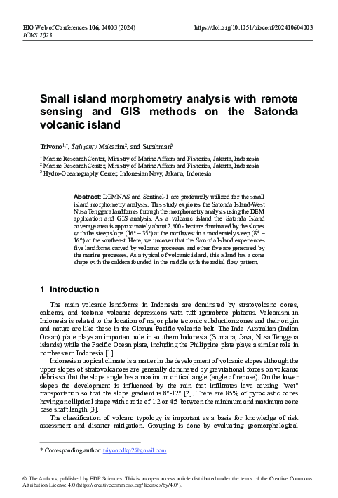 (PDF) Small island morphometry analysis with remote sensing and GIS ...