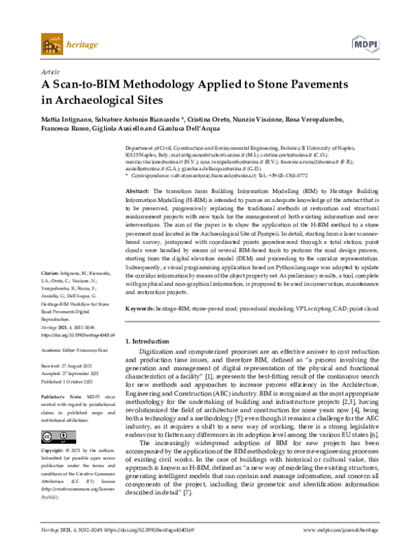 (PDF) A Scan-to-BIM Methodology Applied to Stone Pavements in ...