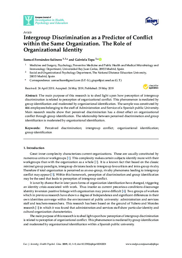 (PDF) Intergroup Discrimination as a Predictor of Conflict within the ...