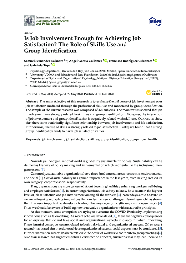 (PDF) Is Job Involvement Enough for Achieving Job Satisfaction? The ...
