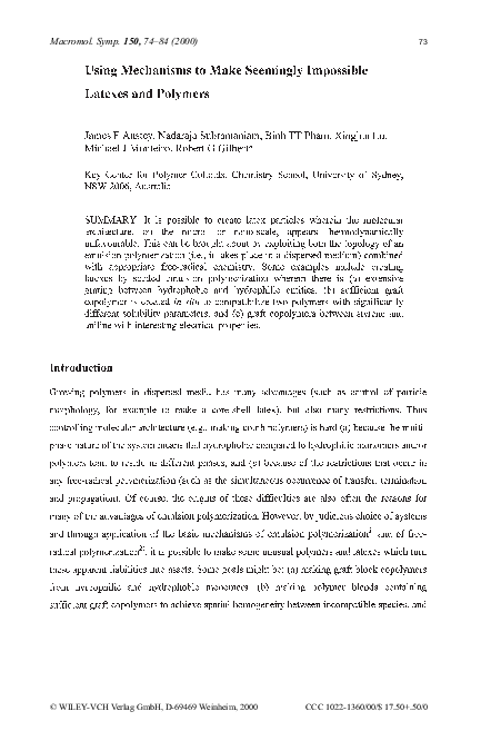 (PDF) Using mechanisms to make seemingly impossible latexes and polymers