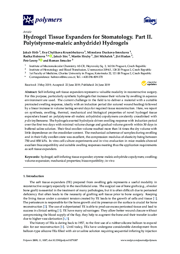 (PDF) Hydrogel Tissue Expanders for Stomatology. Part II. Poly(styrene ...