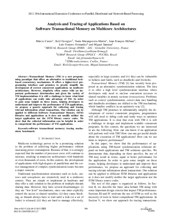 (PDF) Analysis and tracing of applications based on software transactional memory on multicore ...