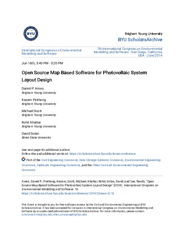 (PDF) Open Source Map Based Software for Photovoltaic System Layout Design