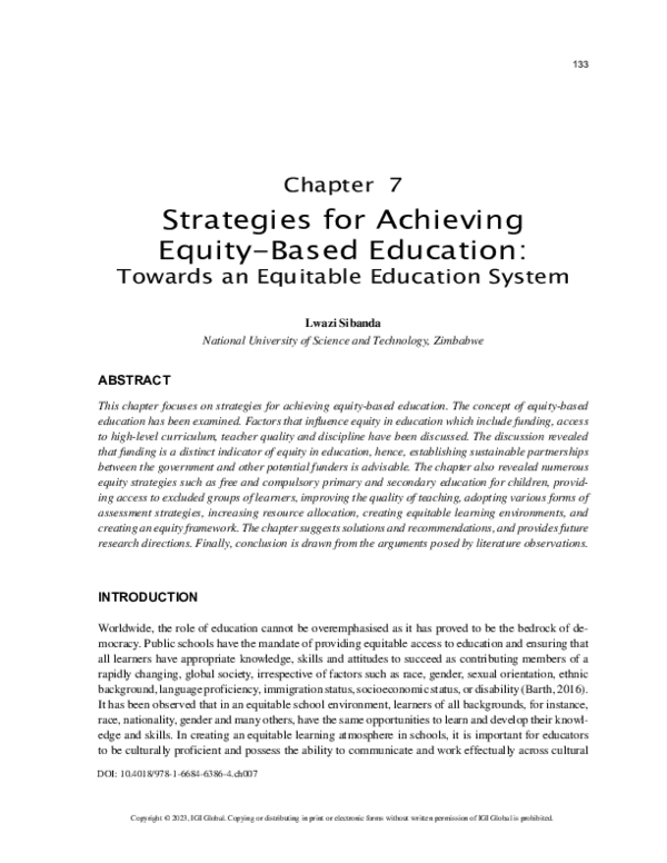 (PDF) Strategies for Achieving Equity-Based Education