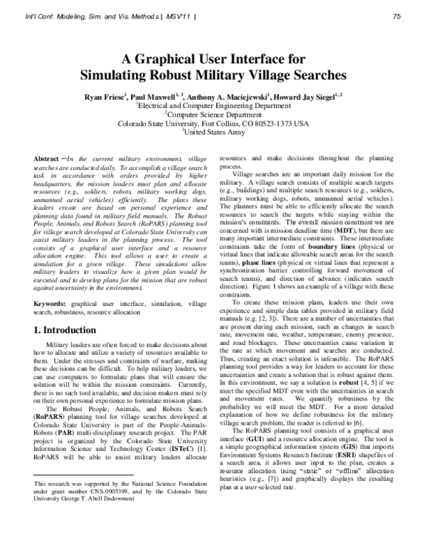 (PDF) A Graphical User Interface for Simulating Robust Military Village ...