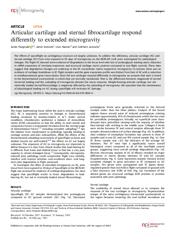 (PDF) Articular cartilage and sternal fibrocartilage respond ...