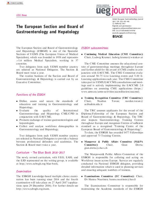 (PDF) The European Section and Board of Gastroenterology and Hepatology