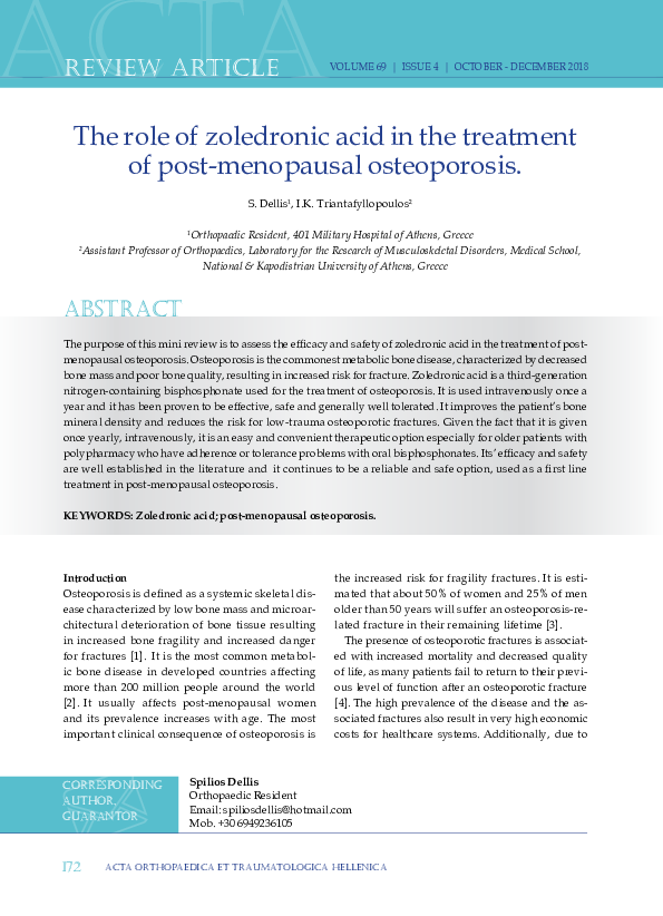 (PDF) The role of zoledronic acid in the treatment of post-menopausal ...