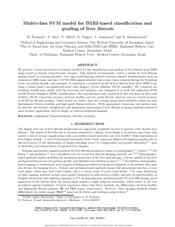 (PDF) Multi-class SVM model for fMRI-based classification and grading of liver fibrosis