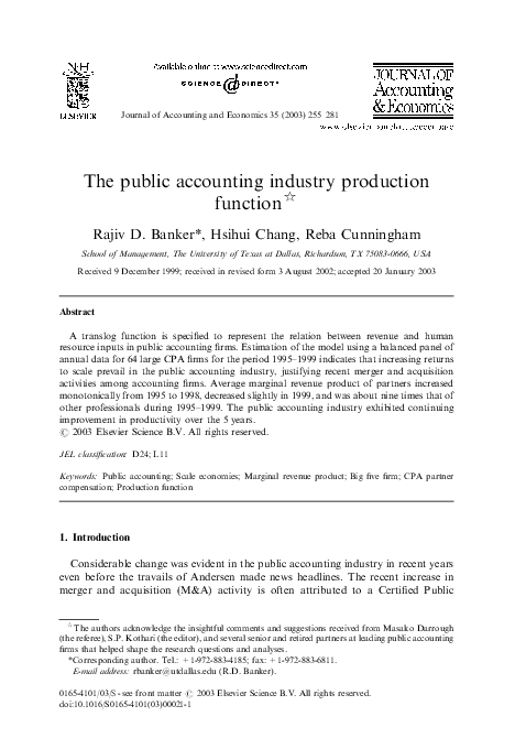 (PDF) The public accounting industry production function