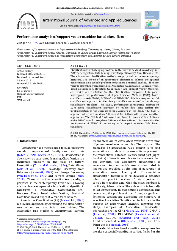 (PDF) Comparative Analysis of SVM Classifiers