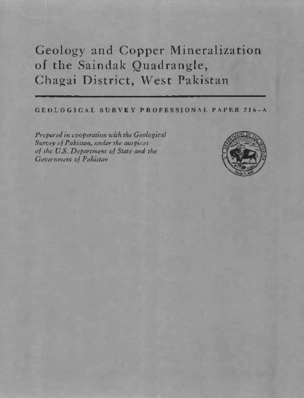 (PDF) Geology and copper mineralization of the Saindak Quadrangle ...