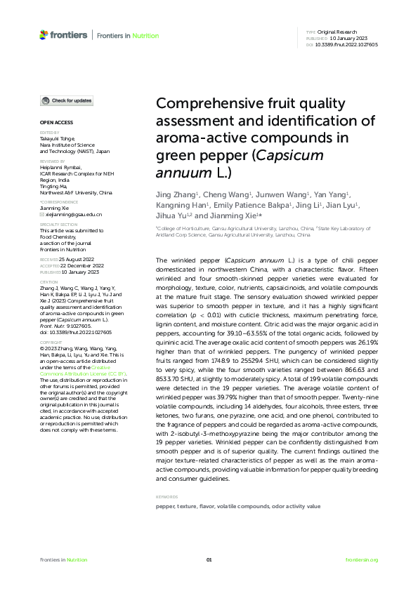 (PDF) Comprehensive fruit quality assessment and identification of ...