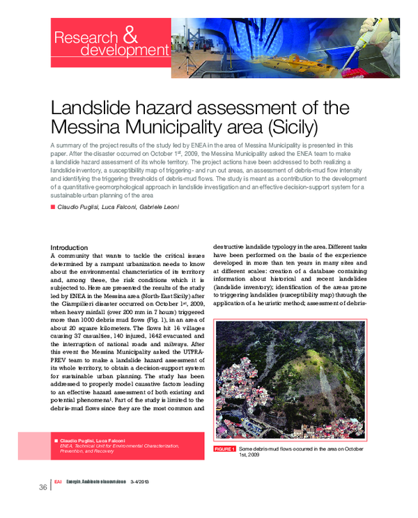(PDF) Landslide hazard assessment of the Messina Municipality area ( Sicily )