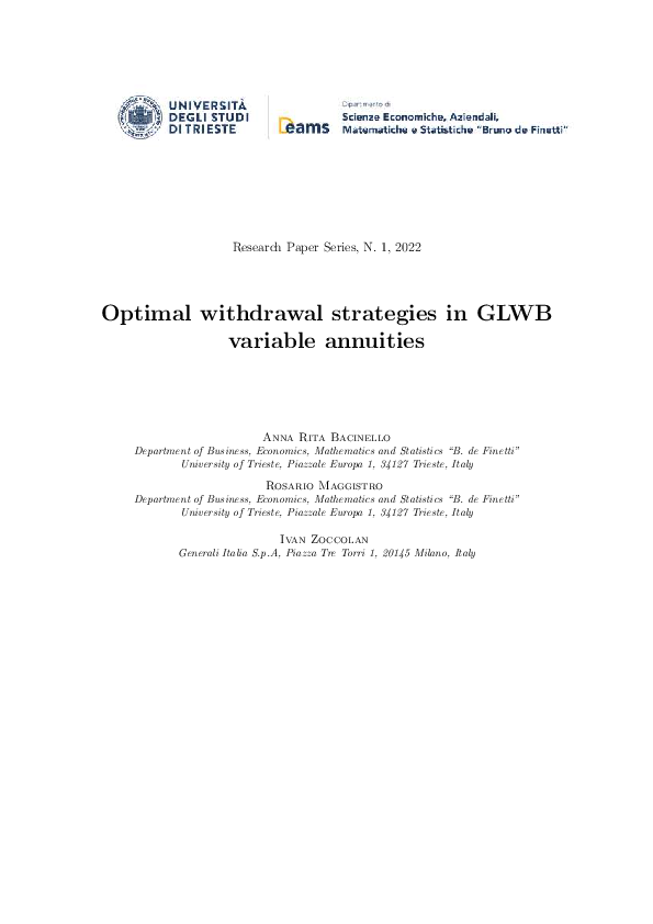 (PDF) Optimal Withdrawal Strategies in GLWB Variable Annuities