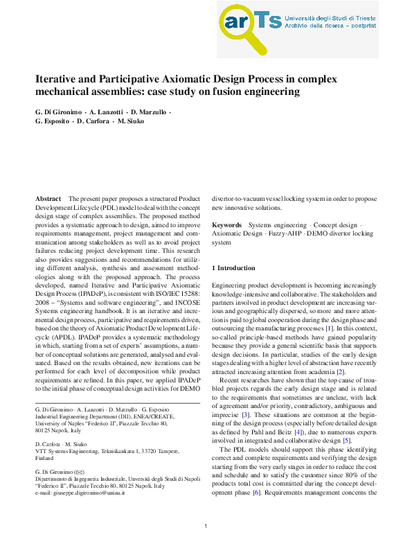 (PDF) Iterative and Participative Axiomatic Design Process in complex ...