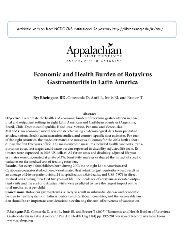 (PDF) Economic and Health Burden of Rotavirus Gastroenteritis in Latin ...