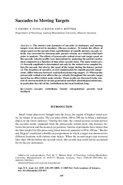 (PDF) Saccades to Moving Targets