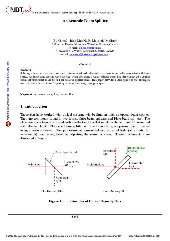 (PDF) An Acoustic Beam Splitter