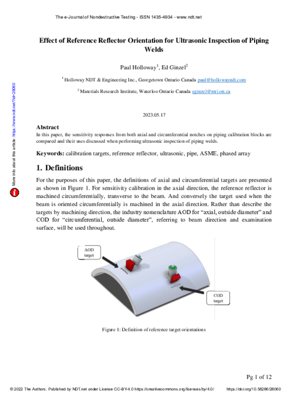 (PDF) Effect of Reference Reflector Orientation for Ultrasonic ...
