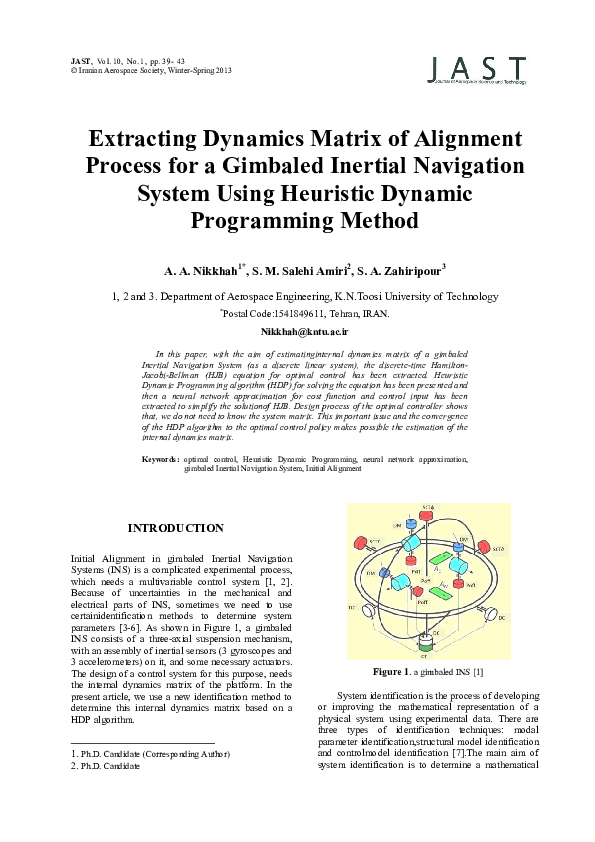 (PDF) Extracting Dynamics Matrix of Alignment Process for a Gimbaled ...