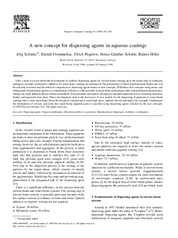 (PDF) A new concept for dispersing agents in aqueous coatings