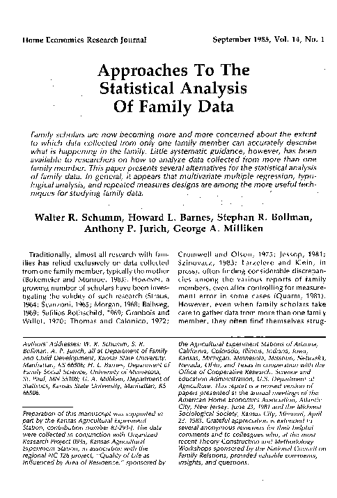 (PDF) Approaches To The Statistical Analysis Of Family Data | Walter ...