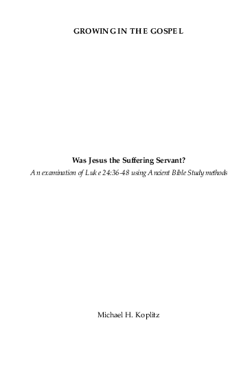 (PDF) Was Jesus the Suffering Servant? An examination of Luke 24:36-48 ...