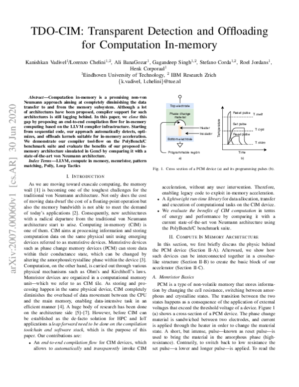 (PDF) TDO-CIM: Transparent Detection and Offloading for Computation In-memory