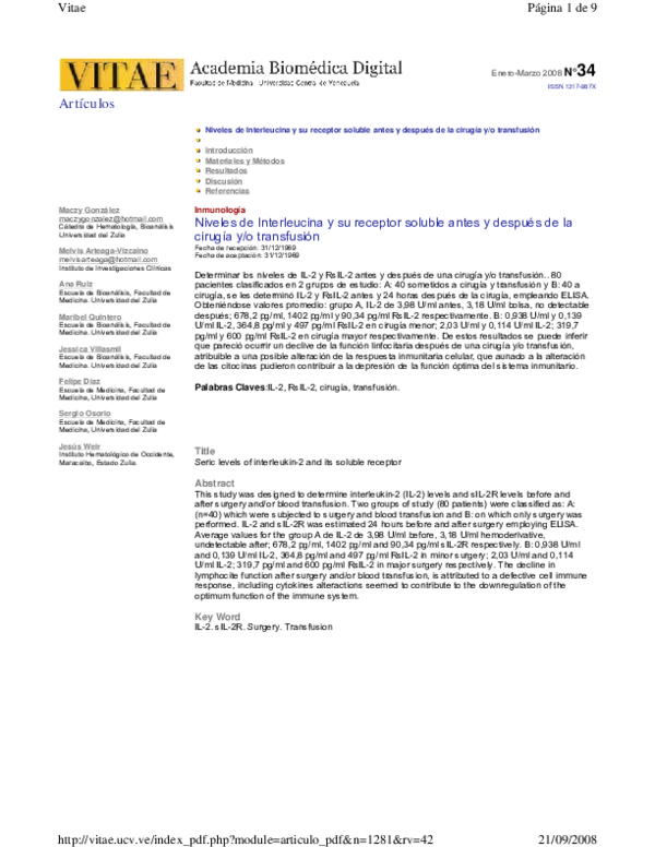 (PDF) Niveles de Interleucina-2 y su receptor soluble antes y después ...
