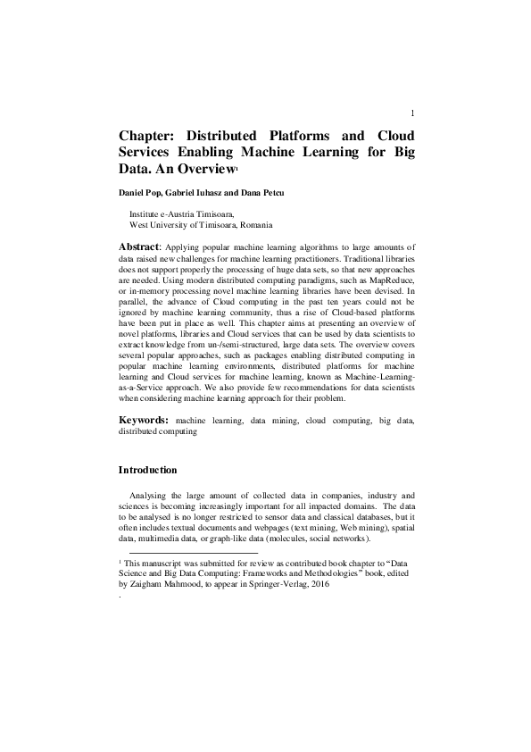 (PDF) Chapter : Distributed Platforms and Cloud Services Enabling ...