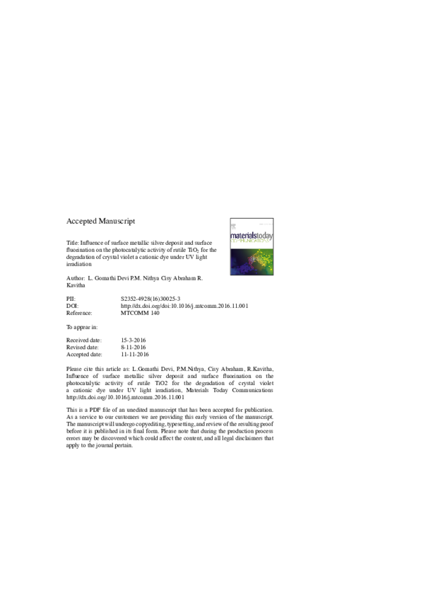 Influence of surface metallic silver deposit and surface fluorination ...