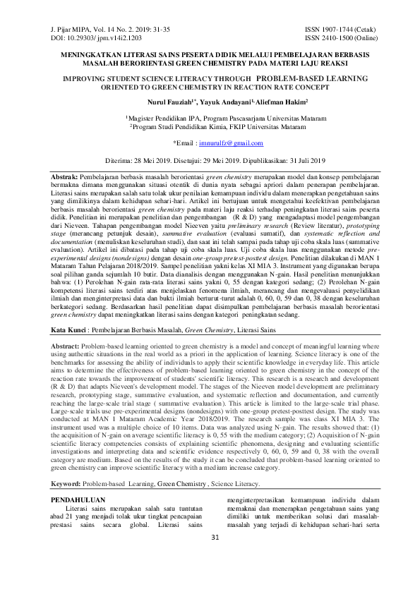 (PDF) Meningkatkan Literasi Sains Peserta Didik Melalui Pembelajaran ...