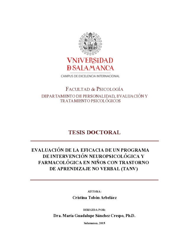(PDF) Evaluación de la eficacia de un programa de intervención neuropsicológica y farmacológica ...