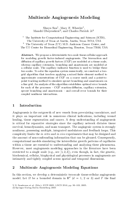 (PDF) Multiscale Angiogenesis Modeling
