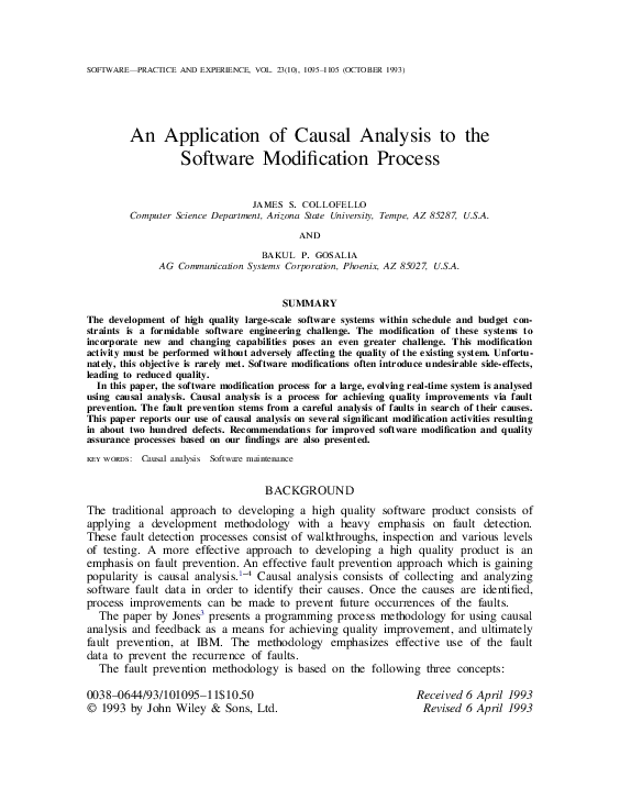 (PDF) An application of causal analysis to the software modification ...