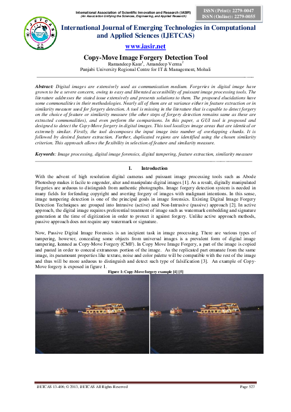 (PDF) Copy-Move Image Forgery Detection Tool