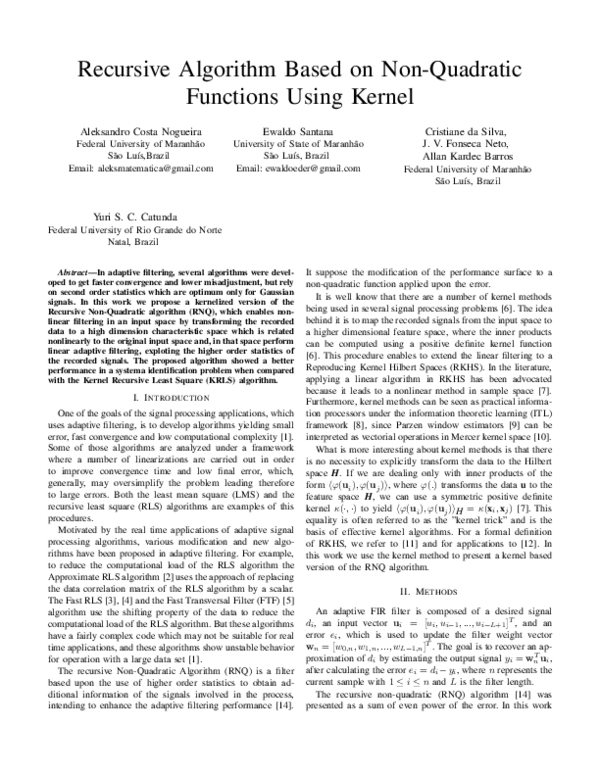 (PDF) Algoritmo Recursivo Baseado Em Uma Função Não Quadrática Usando ...