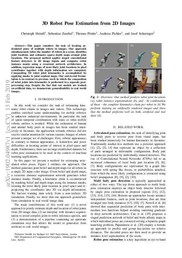 (PDF) 3D Robot Pose Estimation from 2D Images