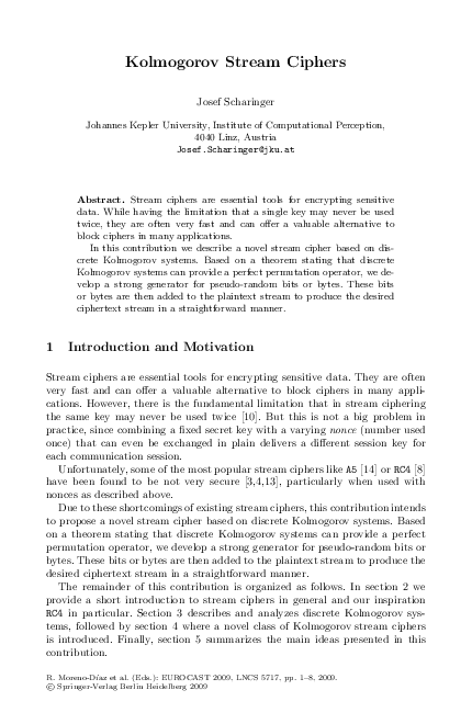 (PDF) Kolmogorov Stream Ciphers