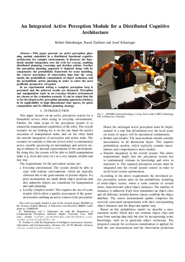 (PDF) An integrated active perception module for a distributed ...