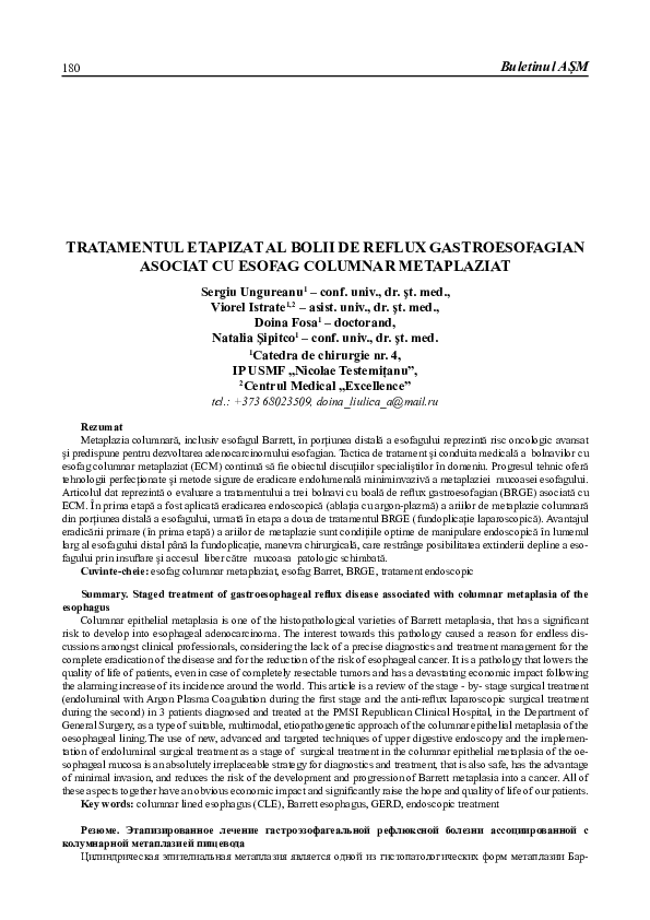 (PDF) Tratamentul etapizat al bolii de reflux gastroesofagian asociat ...