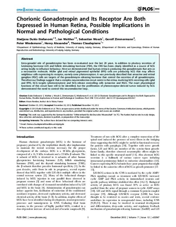 (PDF) Chorionic Gonadotropin and Its Receptor Are Both Expressed in ...