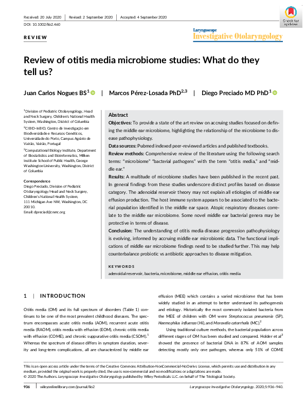 (PDF) Review of otitis media microbiome studies: What do they tell us?