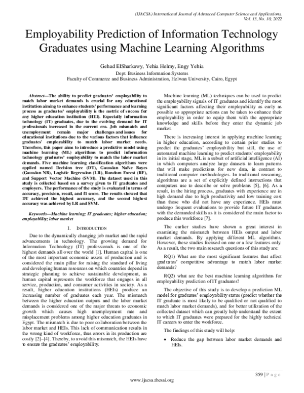 (PDF) Employability Prediction of Information Technology Graduates ...
