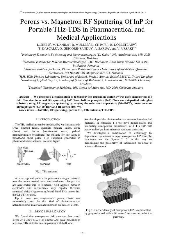 (PDF) Porous vs. Magnetron RF Sputtering Of InP for Portable THz-TDS in ...